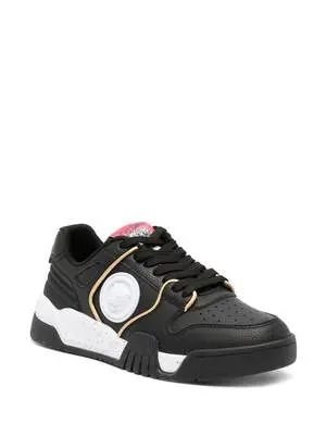 Just Cavalli Tiger Head-motif Leather Sneakers - Black