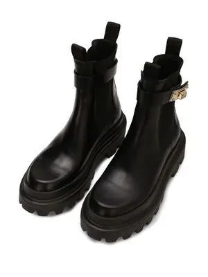 Dolce & Gabbana Branded-strap Leather Chelsea Boots - Black