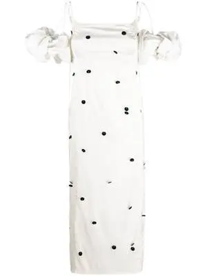 Jacquemus Polka-dot Midi Dress - White