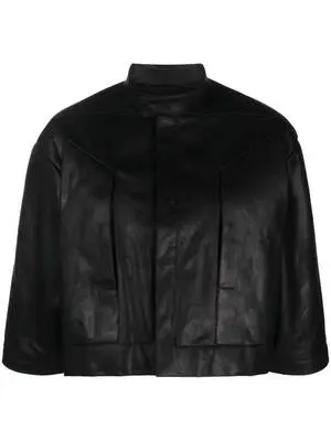 Rick Owens Cropped Leather Jacket - Black