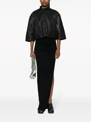 Rick Owens Cropped Leather Jacket - Black