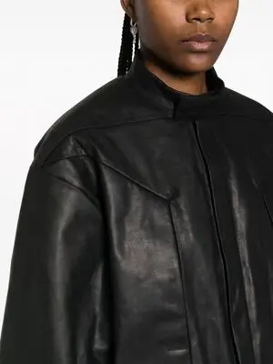 Rick Owens Cropped Leather Jacket - Black