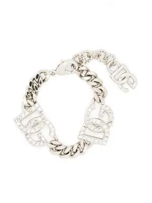 Dolce & Gabbana Crystal-embellished Link-chain Bracelet - Silver