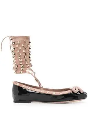 Valentino Garavani Rockstud Leather Ballerinas - Black