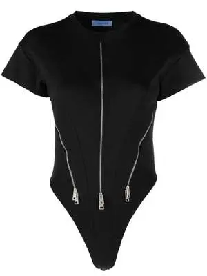 MUGLER Zip-detail Short-sleeve Bodysuit