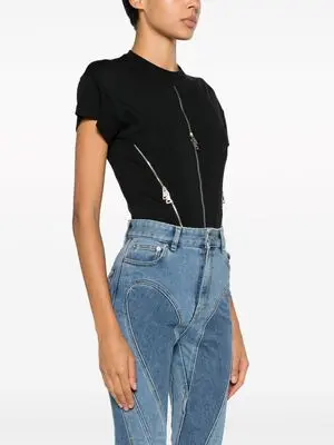 MUGLER Zip-detail Short-sleeve Bodysuit