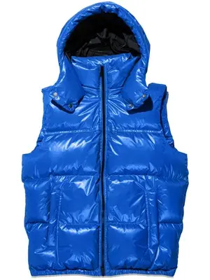 PURPLE BRAND Logo-print Padded Gilet - Blue
