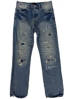 PURPLE BRAND Vintage Laser Repair Straight-leg Jeans - Blue