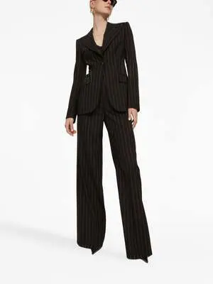 Dolce & Gabbana Pinstriped Wide-leg Trousers - Black