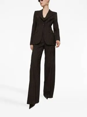 Dolce & Gabbana Pinstriped Wide-leg Trousers - Black