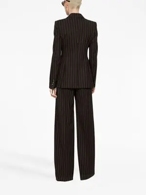 Dolce & Gabbana Pinstriped Wide-leg Trousers - Black