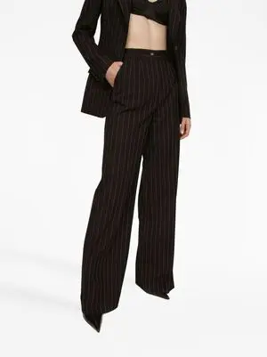 Dolce & Gabbana Pinstriped Wide-leg Trousers - Black
