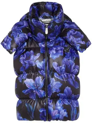 Philipp Plein Floral-print Padded Gilet - Black