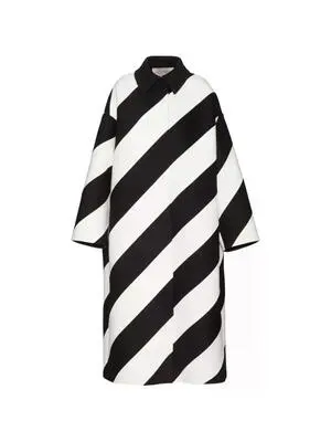 Valentino Garavani Compact Stripe Virgin Wool-cashmere Coat - Black