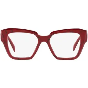 Prada Prada 51mm Square Optical Glasses Red/ Grey Marble