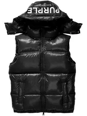 PURPLE BRAND Logo-print Padded Gilet - Black
