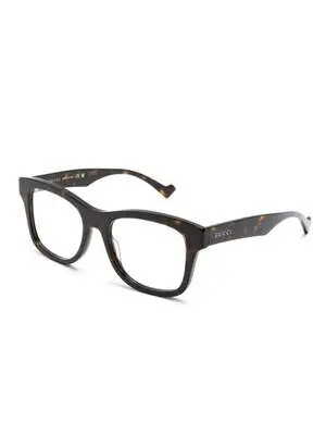 Gucci Tortoiseshell Rectangle-frame Glasses