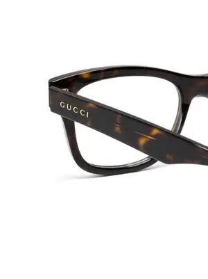 Gucci Tortoiseshell Rectangle-frame Glasses