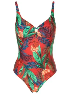 LYGIA & NANNY Roberta Botanical-print Swimsuit - Red