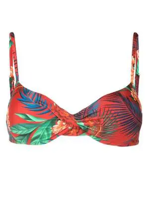 LYGIA & NANNY Cassis Floral-print Bikini Top - Red