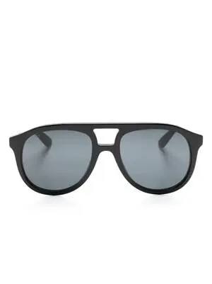 Gucci Logo-plaque Oversize-frame Sunglasses - Black