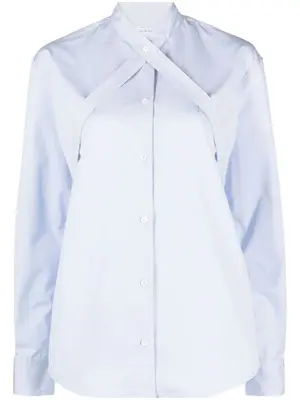 Off-White Belted Cotton-poplin Shirt - Blue