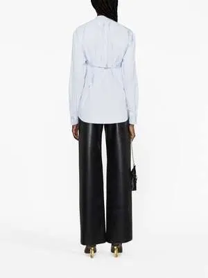 Off-White Belted Cotton-poplin Shirt - Blue