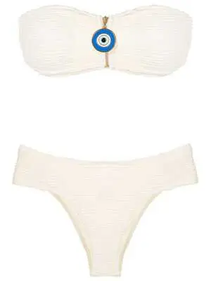 BRIGITTE Evil-eye Strapless Bikini - White
