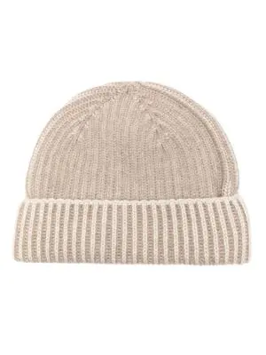 Sease Ribbed Cashmere Beanie - Neutrals