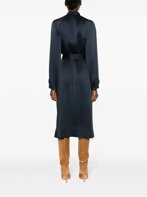 10 CORSO COMO Double-breasted Belted Satin Coat - Blue