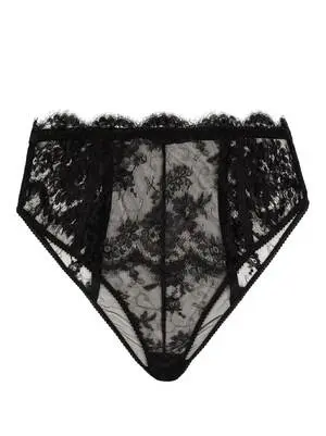 Dolce & Gabbana High-waisted Floral-lace Briefs - Black