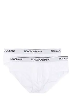 Dolce & Gabbana Logo-waistband Cotton Briefs - White
