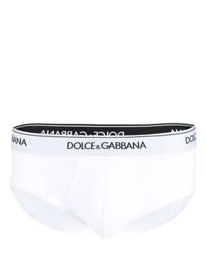 Dolce & Gabbana Logo-waistband Cotton Briefs - White