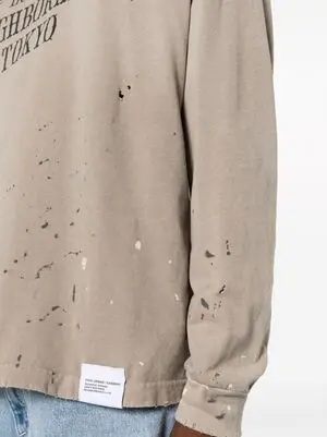Neighborhood Damage Distressed Sweatshirt In Neutrals - 70% Off