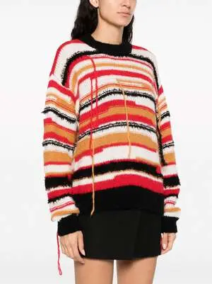 Patrizia Pepe Striped Distressed Jumper