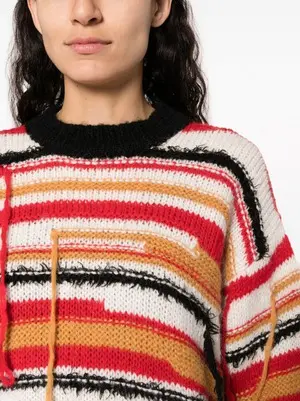 Patrizia Pepe Striped Distressed Jumper