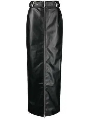 Gcds Logo-embossed Leather Maxi Skirt