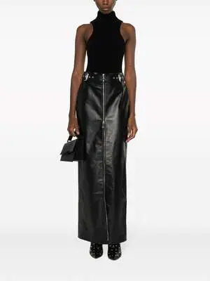 Gcds Logo-embossed Leather Maxi Skirt