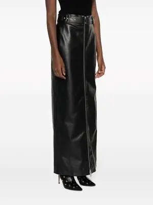 Gcds Logo-embossed Leather Maxi Skirt