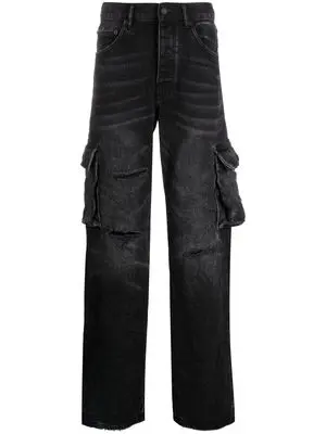 PURPLE BRAND Distressed Straight-leg Cargo Jeans