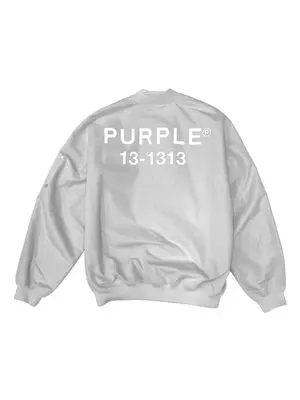 PURPLE BRAND Logo-print Cotton Bomber Jacket - Grey