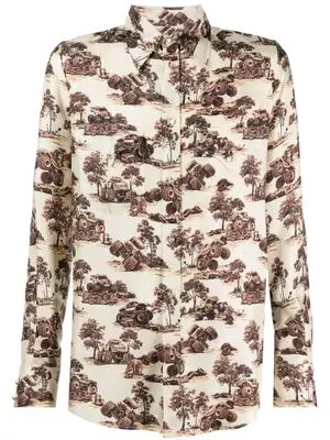 Dsquared2 Monster Truck-print Silk Shirt - Neutrals
