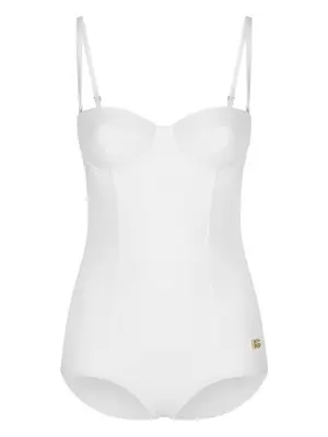 Dolce & Gabbana Logo-plaque Swimsuit - White