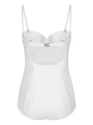 Dolce & Gabbana Logo-plaque Swimsuit - White