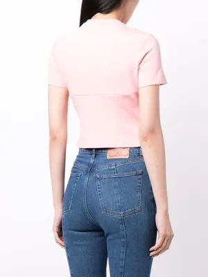 AREA Crystal-embellished Cup-chain T-shirt - Pink