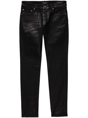 PURPLE BRAND P001 Leathered Skinny Jeans - Black