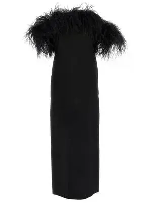 Valentino Garavani Crepe Couture Embroidered Midi Dress - Black