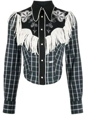 Dsquared2 Fringe-detail Plaid Shirt