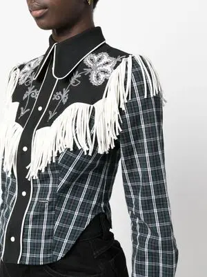 Dsquared2 Fringe-detail Plaid Shirt