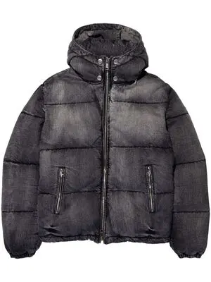 PURPLE BRAND Denim Padded Hooded Jacket - Black
